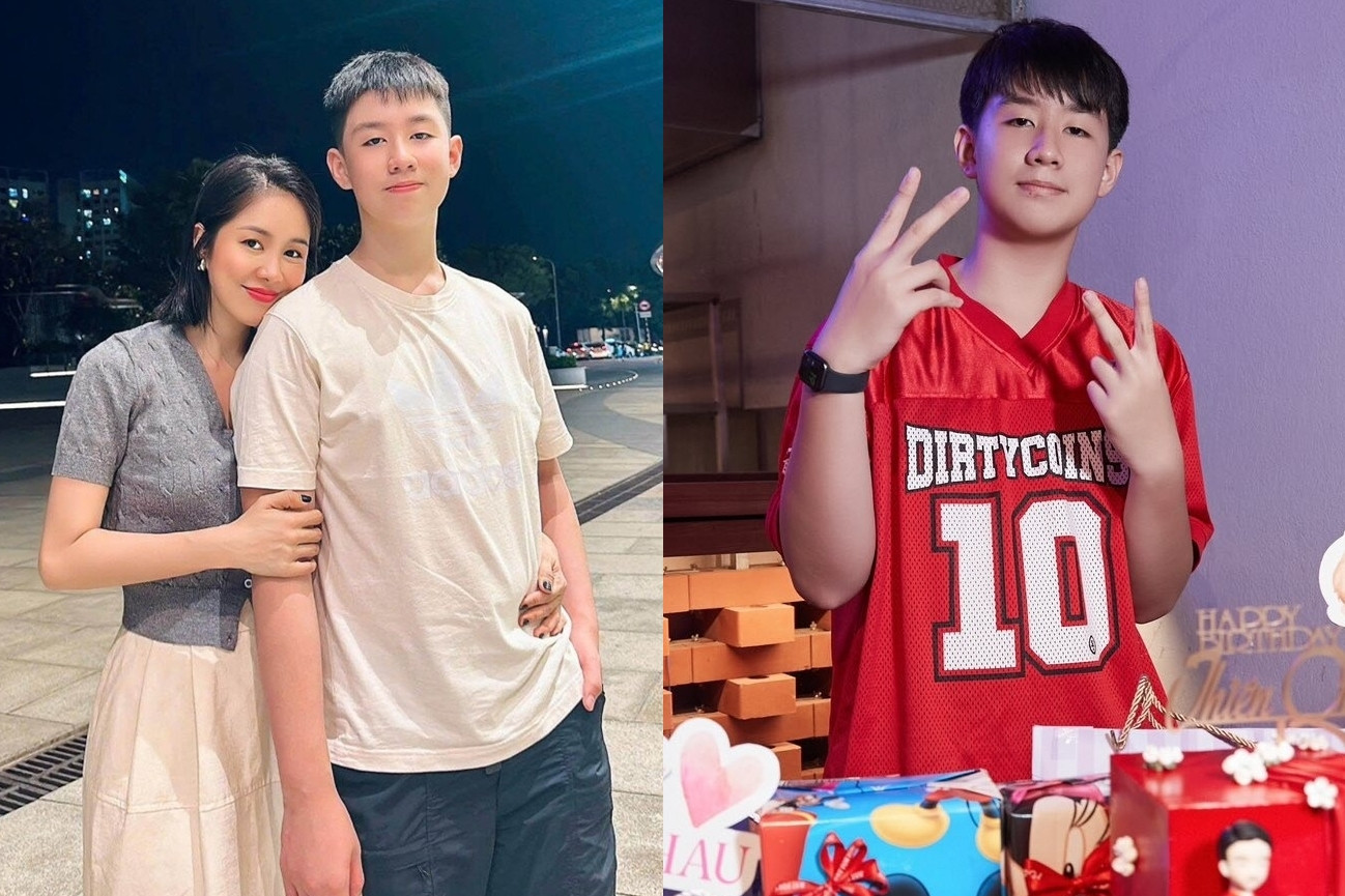 Con trai Lê Phương 13 tuổi vượt mốc 1m8, ngoại hình chuẩn soái ca