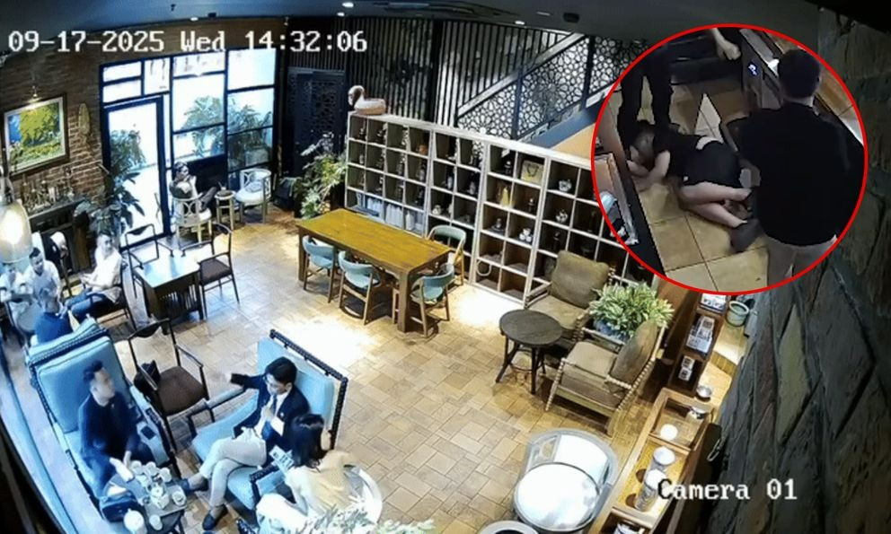 Clip nhân viên quán cafe bị hành hung vì nhắc khách không hút thuốc